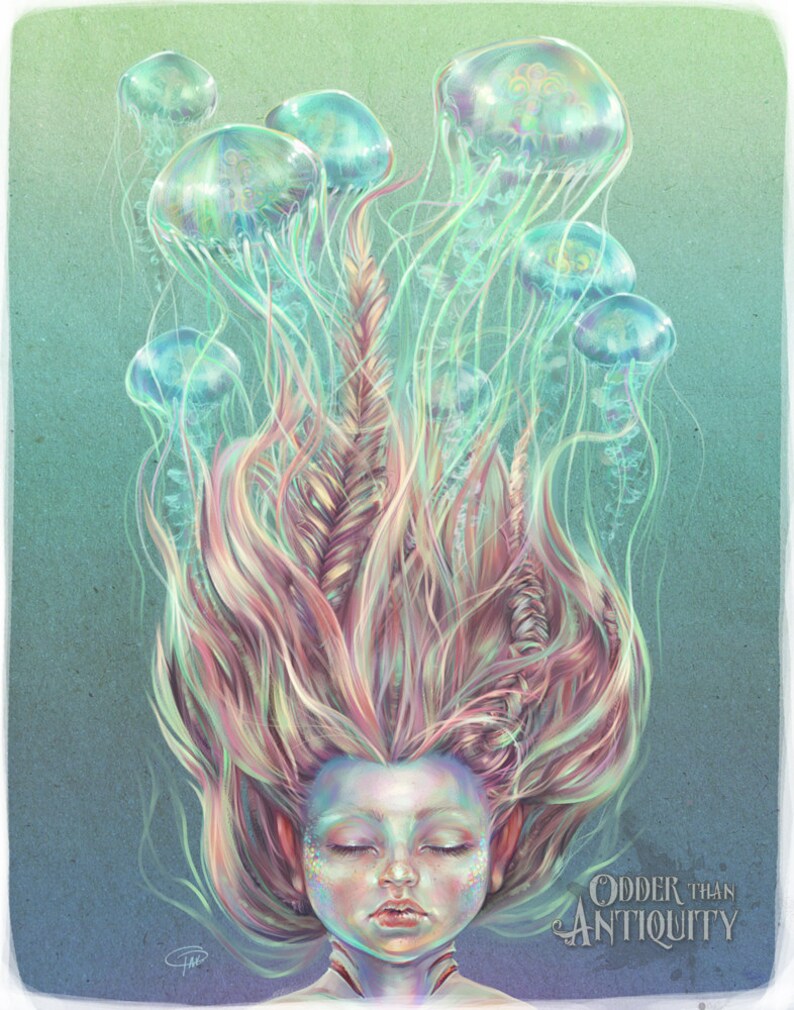 Mermaid Jellyfish Fishtail Braid Original Underwater Illustration ...