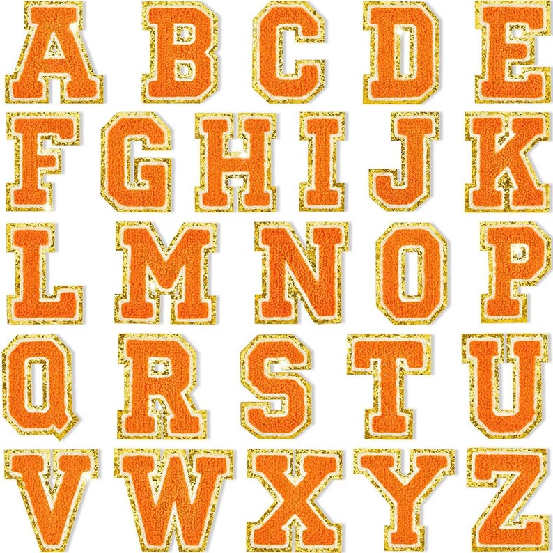 Orange Self Adhesive Chenille Letters Patches - Etsy
