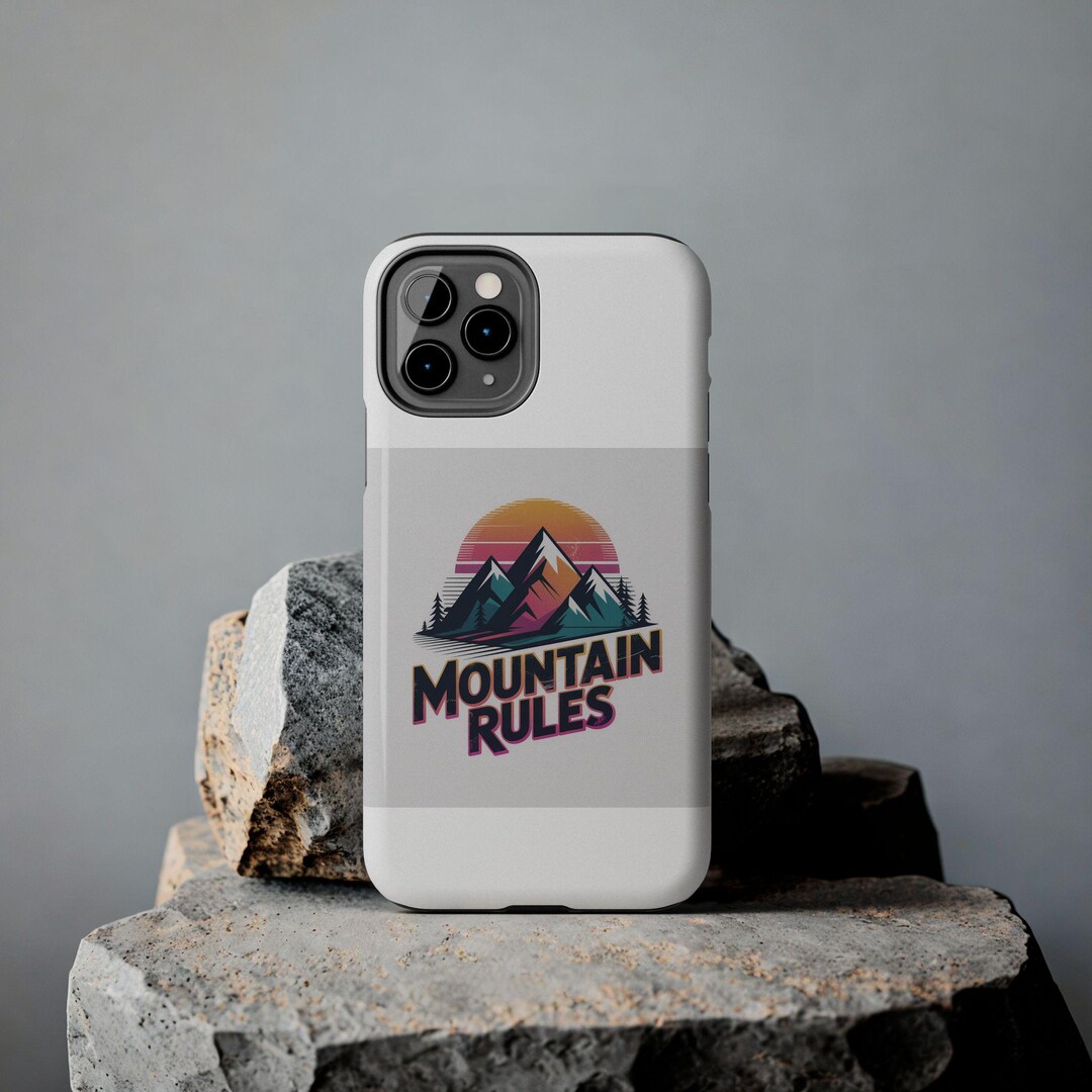 Mountain Rules Phone Case | Retro Sunset Mountain Graphic - Etsy