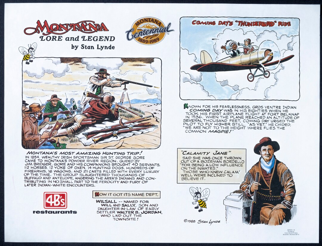 Vintage Stan Lynde Montana Lore and Legend Montana Centennial 1889-1989 ...