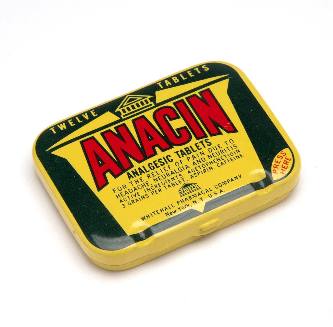 Vintage Tin Anacin 12 Analgesic Tablets Tin Pocket Sized Aspirin Tin ...