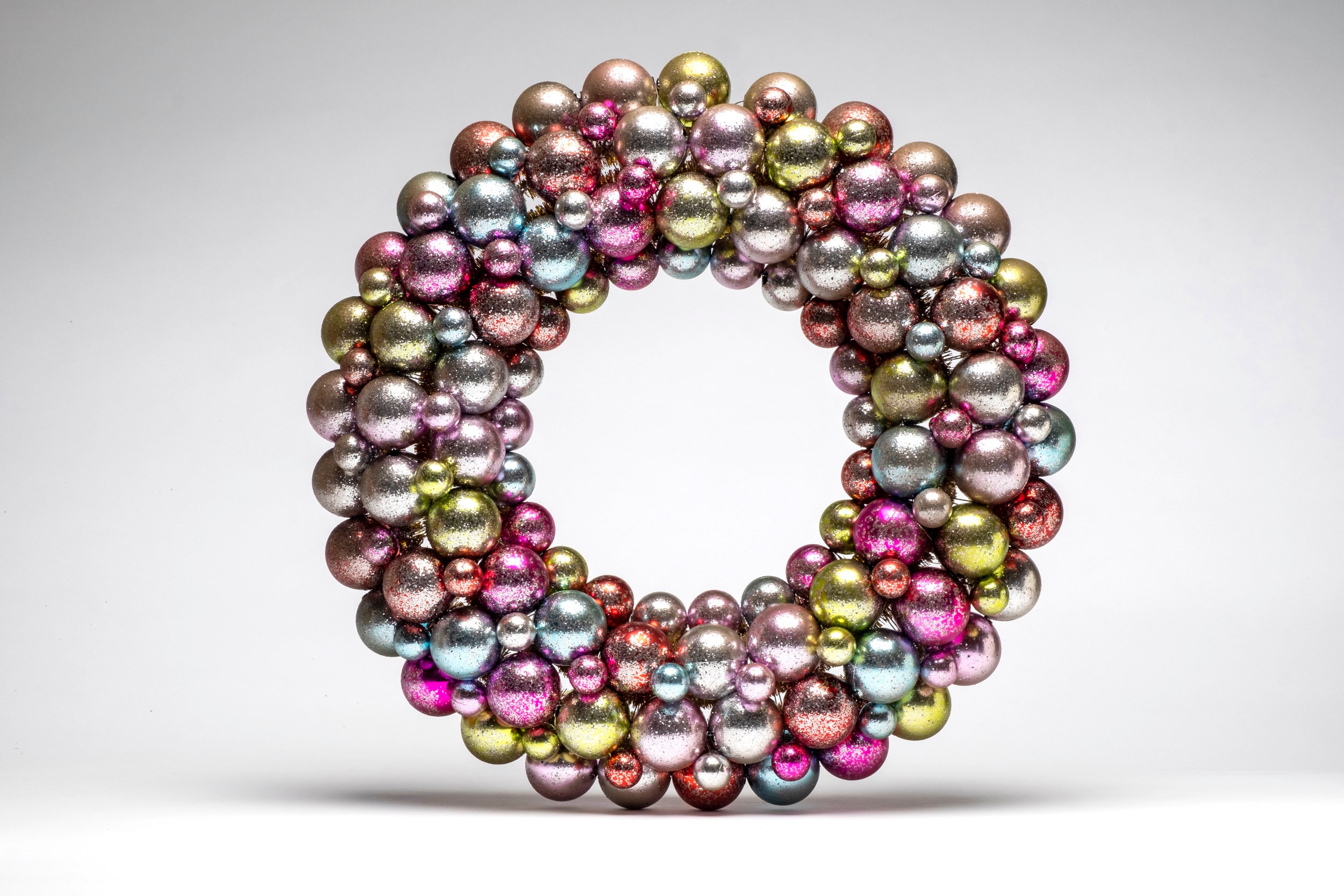 Christmas Wreath Multicolored Plastic Different Size Balls in Lovely ...