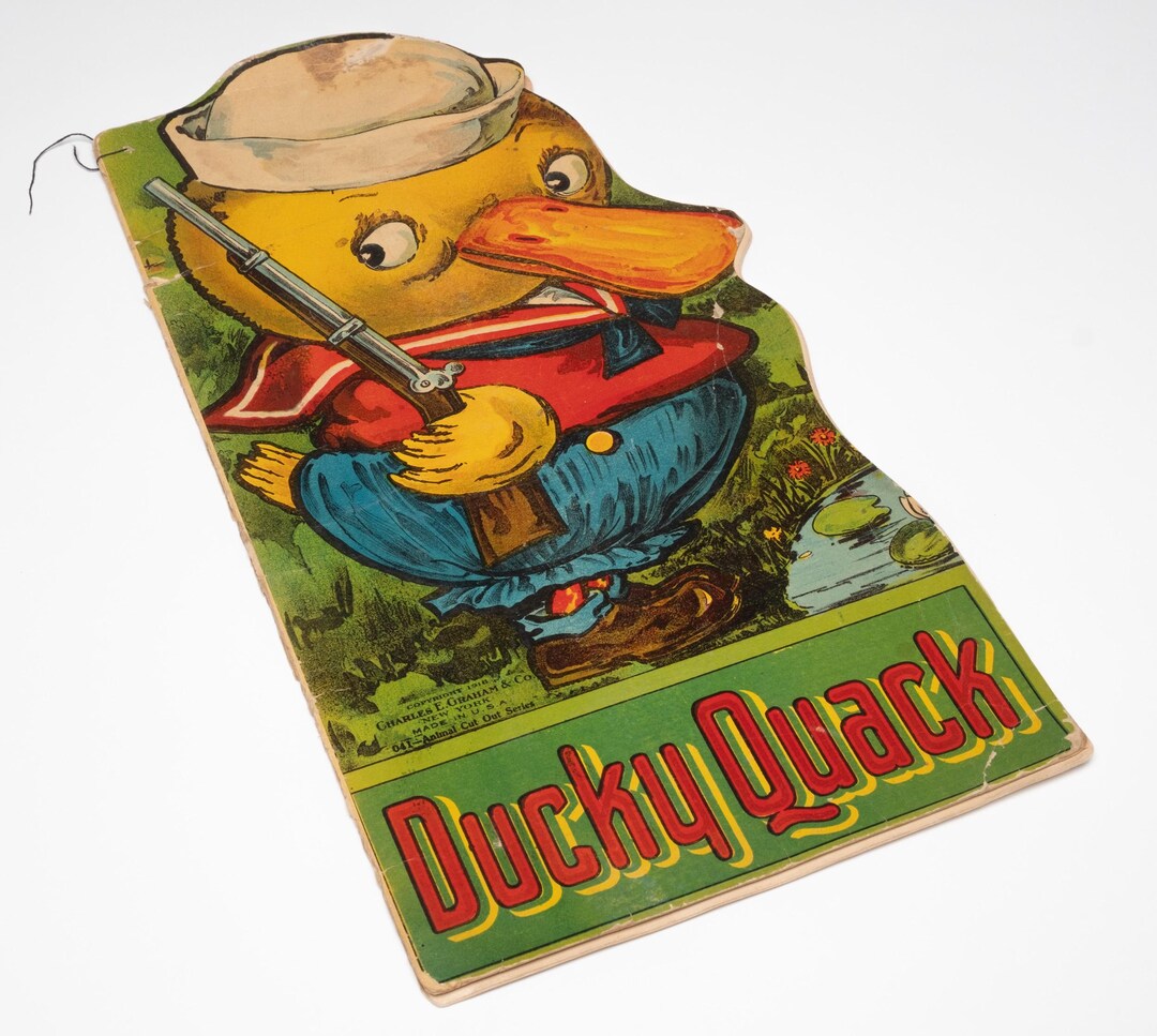 Ducky Quack Animal Shape Book, Cut Out Series Book, 1918, Vintage ...