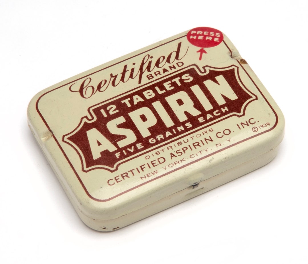 Vintage Tin "certified " Brand Aspirin Tin 12 Tablet Tin Litho ...