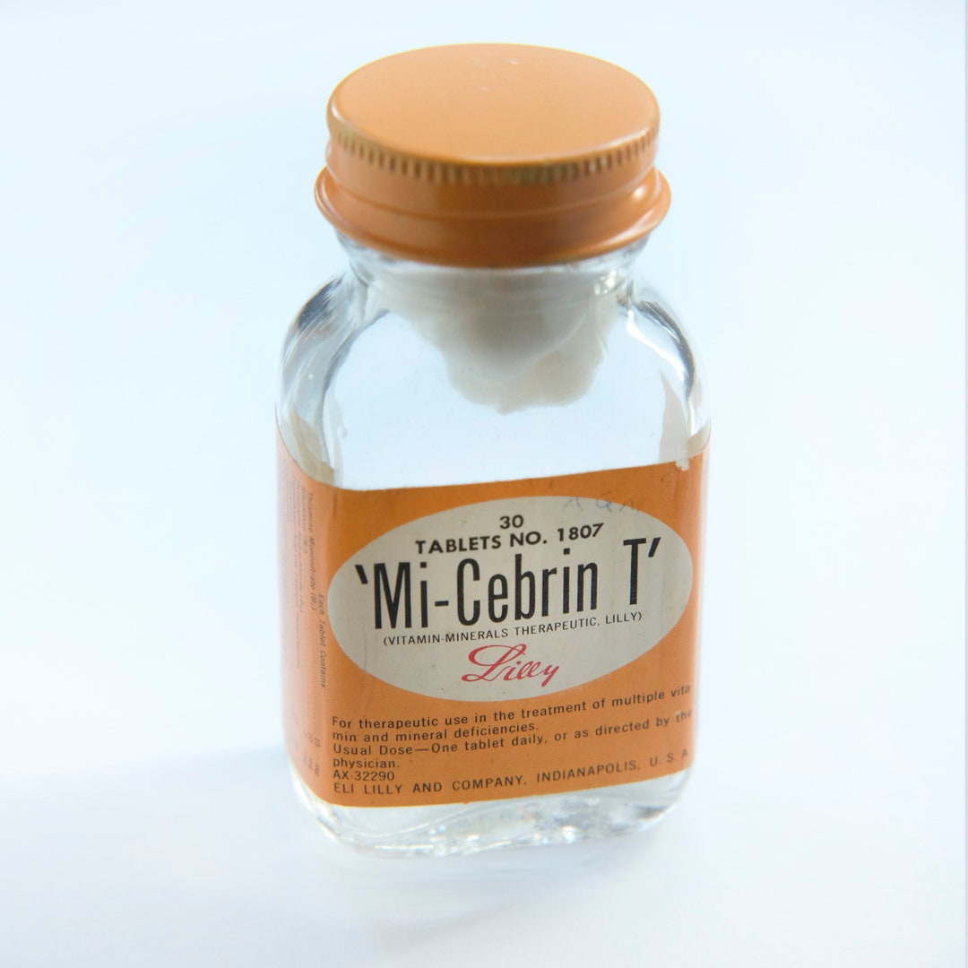 Buy Vintage Medicine Sample ELI LILLY Sample Vitamin Bottle Mi-cebrin-t ...