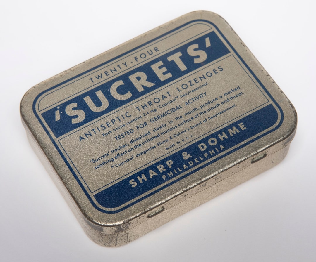 Vintage Tin SUCRETS Antiseptic Throat Lozenges Tin Litho Advertising ...
