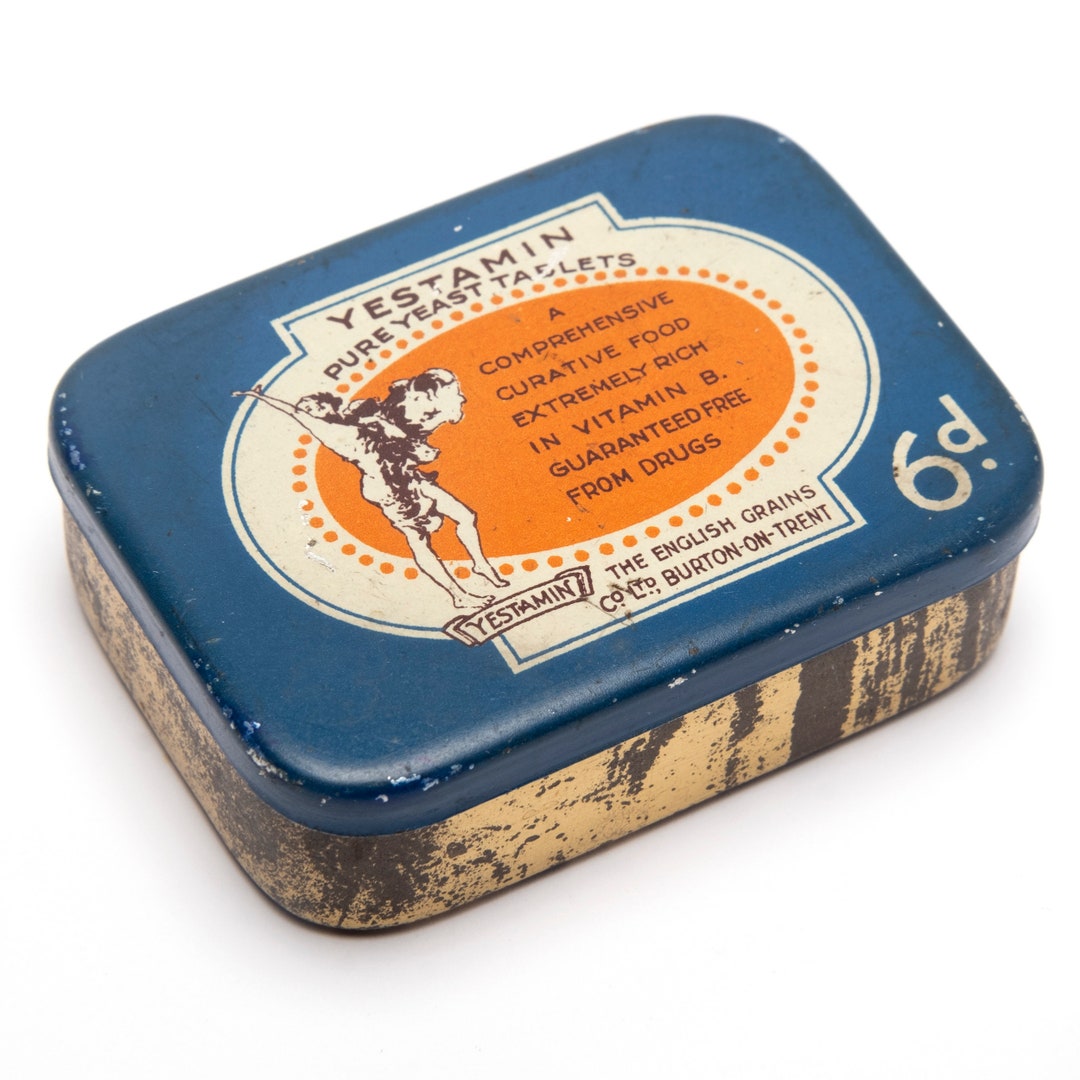 Vintage Yestamin Litho Tin: English Grains Co. Advertising Tablet Tin ...