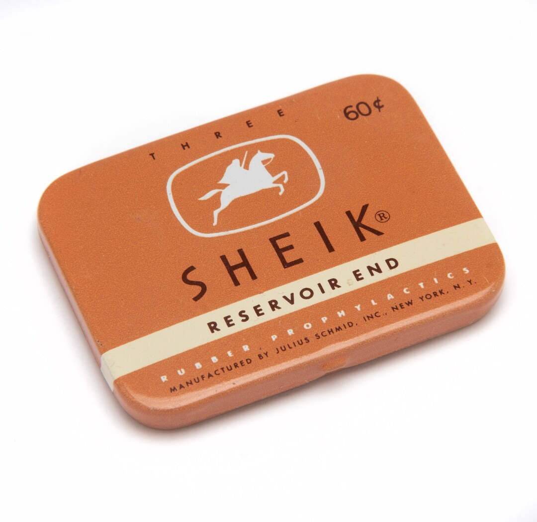 Vintage Condom Tin Sheik Reservoir End Condom Tin Pocket Sized Tin ...