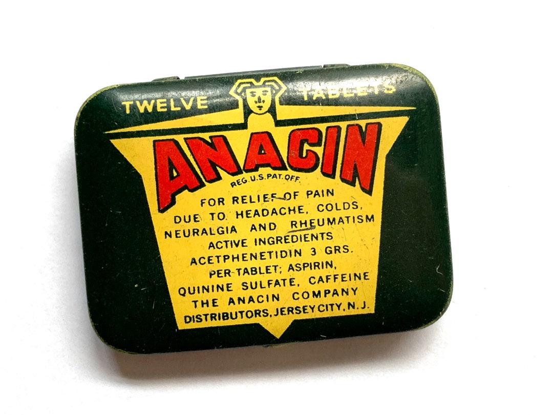 Vintage Tin Anacin 12 Analgesic Tablets Tin Pocket Sized Aspirin Tin ...