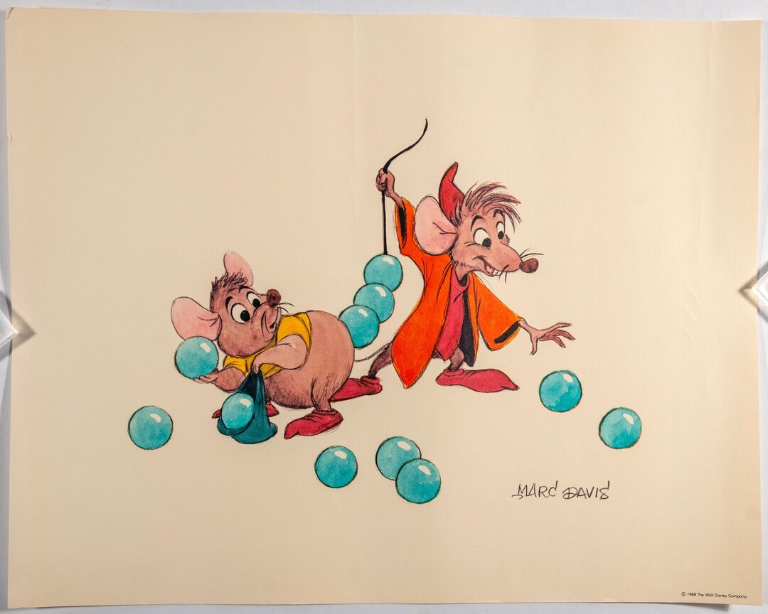 Vintage DISNEY Marc Davis Lithograph Cinderella Production Sketch ...