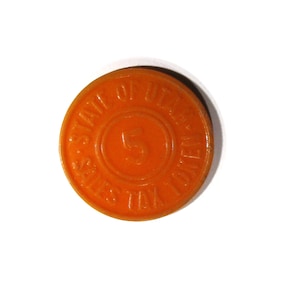 Vintage Token Orange Plastic Utah State Tax Commission Token 1930s ...