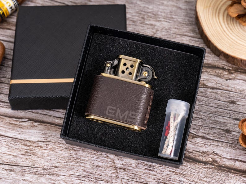 Personalized Leather Lighter – Custom Engraved Lighter for Men, Vintage ...