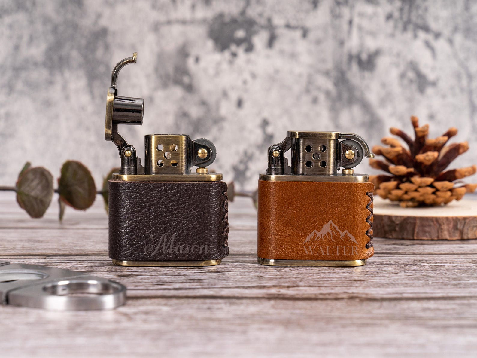 Personalized Leather Lighter – Custom Engraved Lighter for Men, Vintage ...