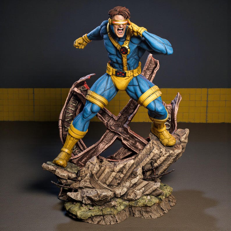 Cyclops X-men Statue STL File | Dynamic Comic Style 3D Print Model ...