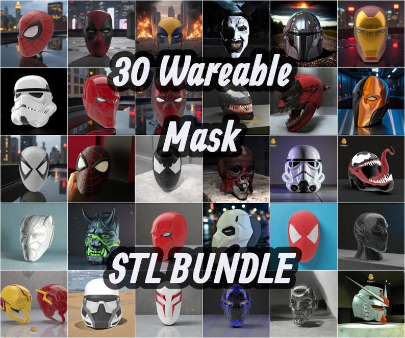 Wareable Cosplay Mask Bundle 3D STL Files (30 Mask) - Etsy