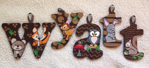 Hand Painted 5 Woodland Animals Letters - Etsy