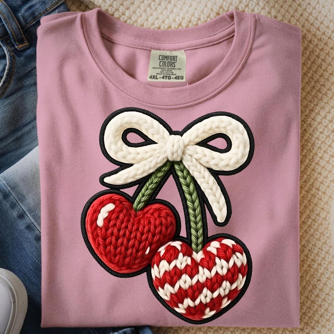 Faux Yarn Cherry Png, Fuzzy Cherry PNG, Latch Hook Cherry PNG, Retro ...