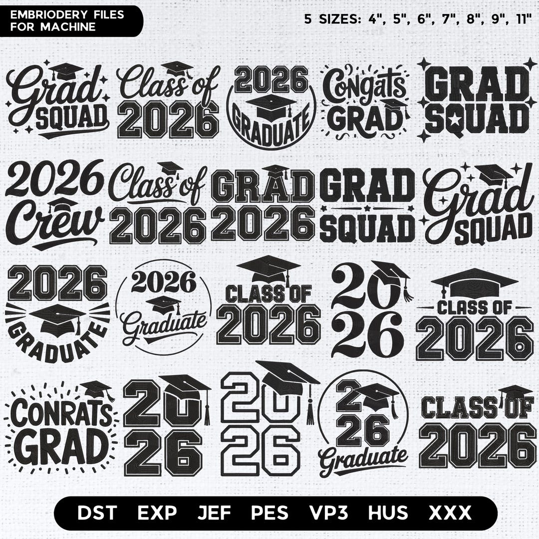 2026 Graduation Cap Embroidery Designs | Satin Stitch Machine ...