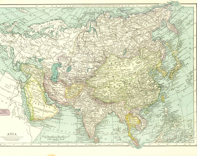 1930s Vintage Map Asia Large Map to Frame - Etsy