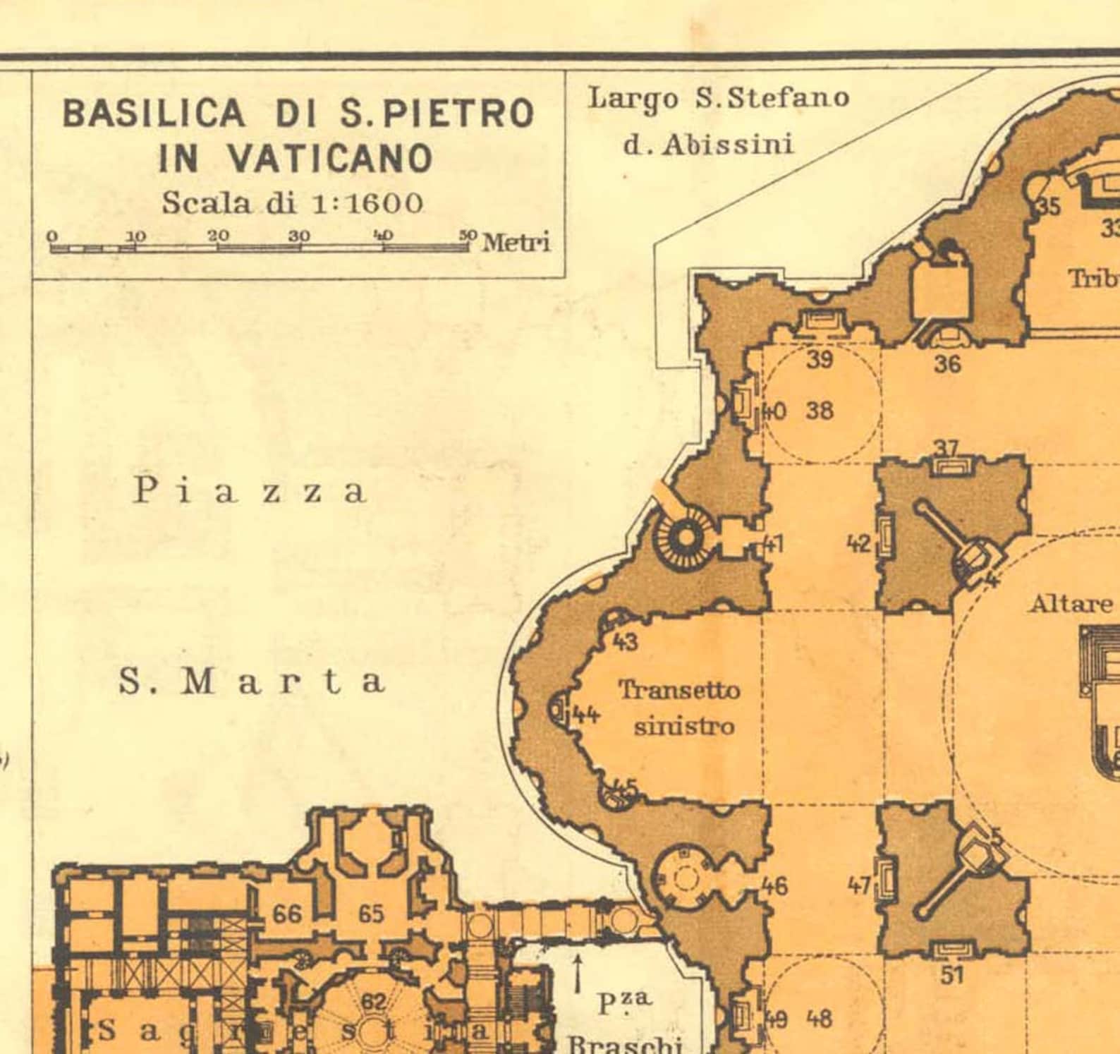 Saint Peter Basilica Architectural Floor Plan Vatican City | Etsy