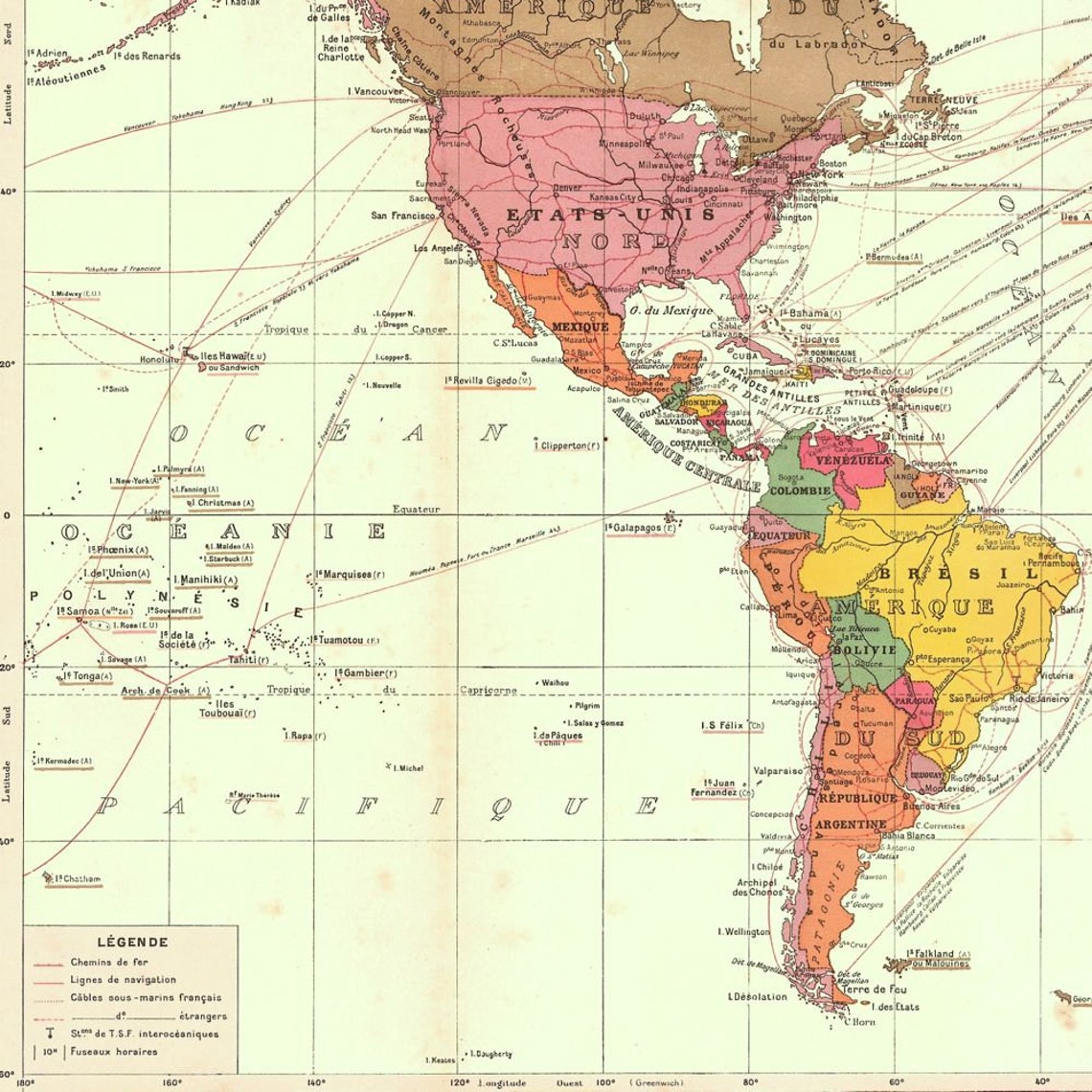 Large Antique World Map Original 1930s | Etsy