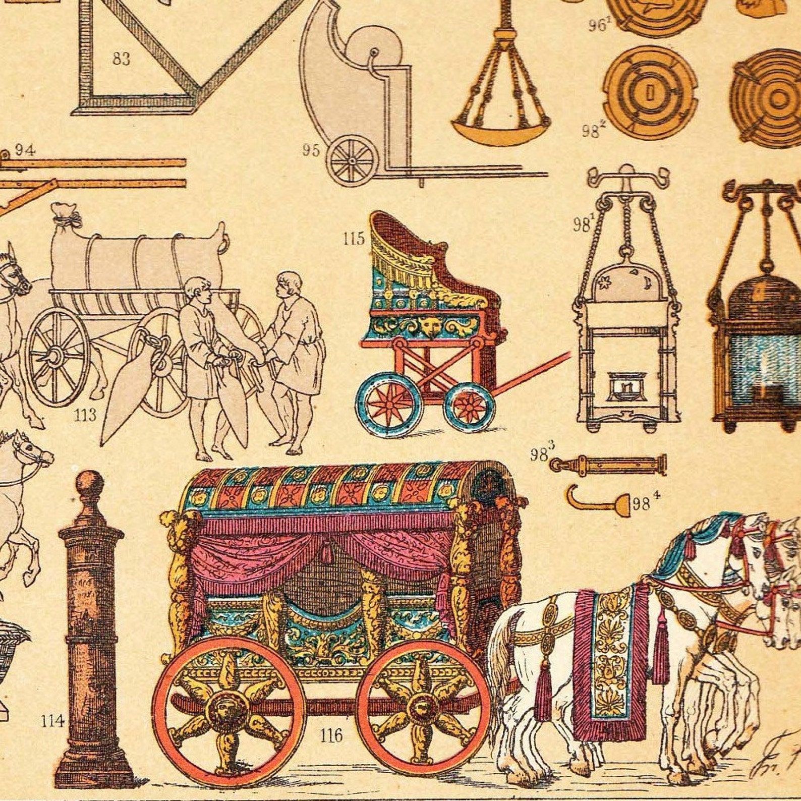 Ancient Rome AntiqueChromolithograph Machines Utensils Tools | Etsy