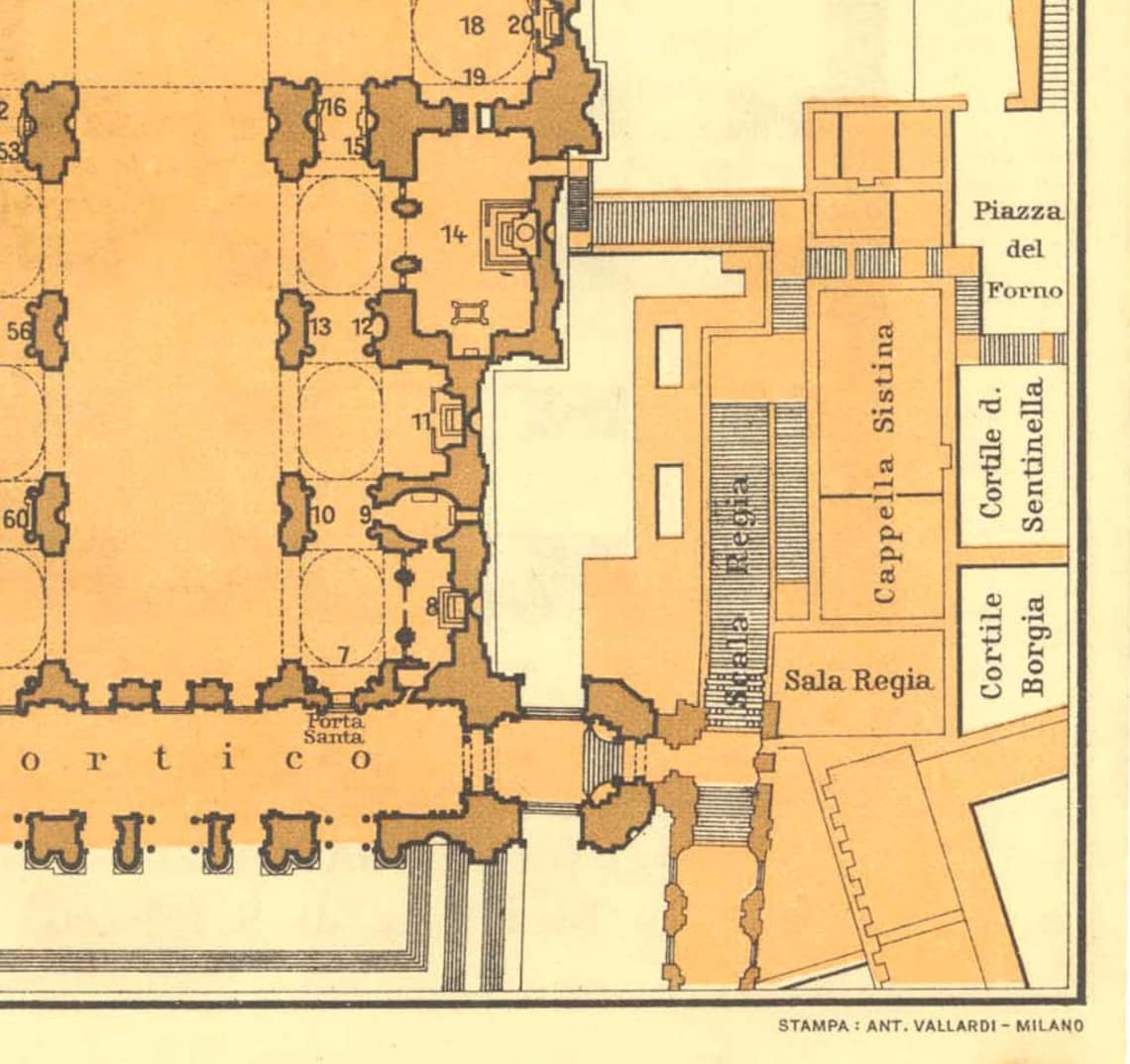 Saint Peter Basilica Architectural Floor Plan Vatican City | Etsy