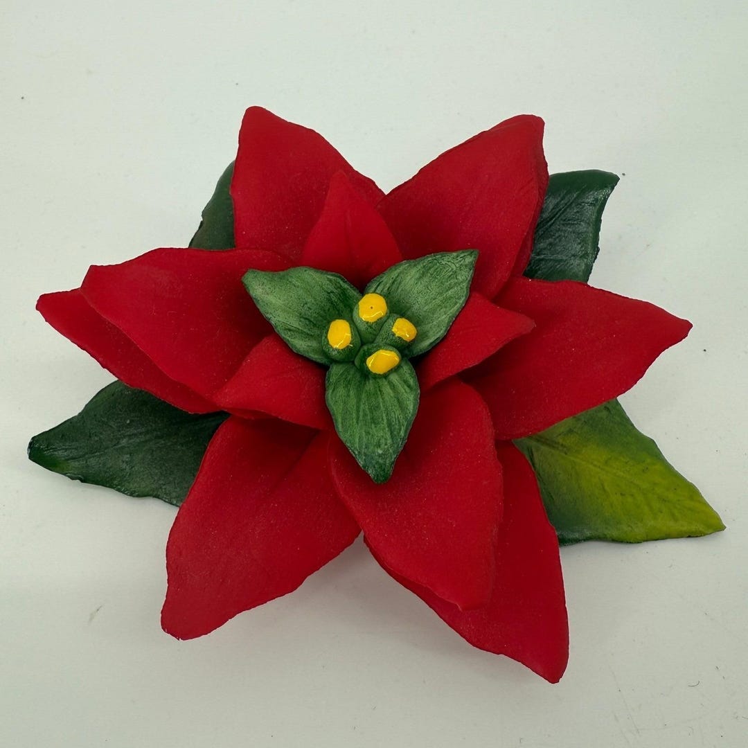 VTG Fabar Capodimonte Porcelain Poinsettia Flower Figurine Italy Hand ...
