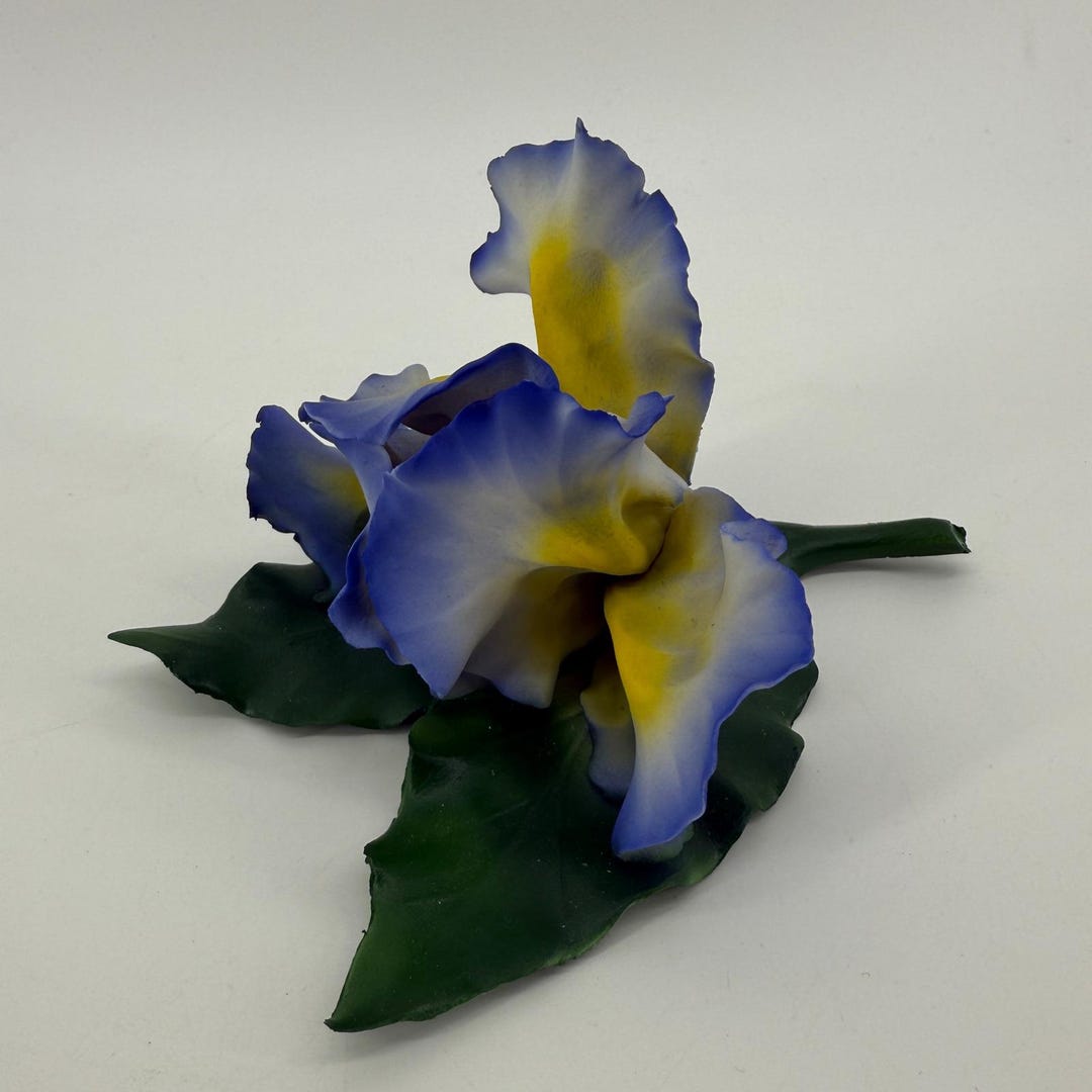 Vintage Blue Yellow Iris Fabar Capodimonte Porcelain Italy Flower ...