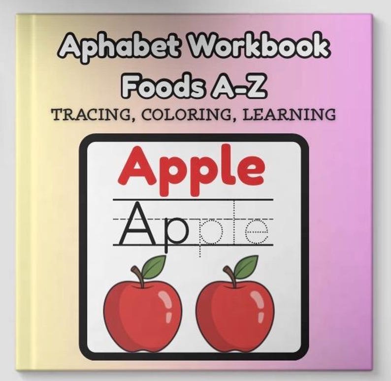 Children’s Workbook Foods A - Z / Tracing and Coloring Book / Children ...