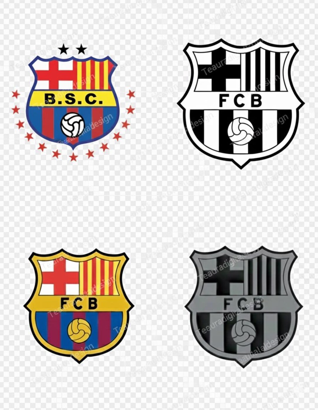 Barcelona FC Logo PNG Bundle - 4 Designs | Vintage, Modern & Monochrome ...