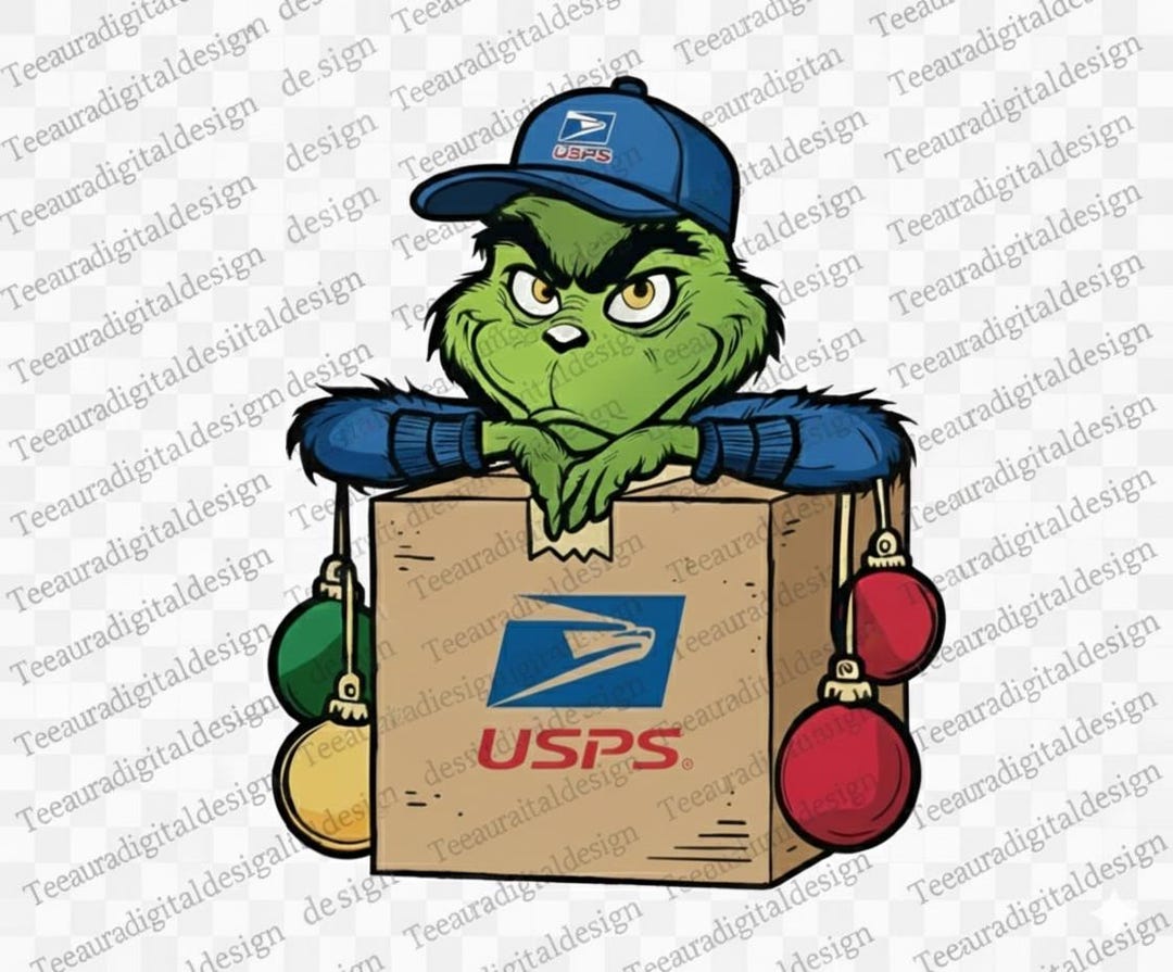 Grinch-png File, Grinch USPS PNG, Funny Christmas Postal Worker ...