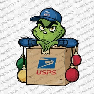 Grinch-png File, Grinch USPS PNG, Funny Christmas Postal Worker ...