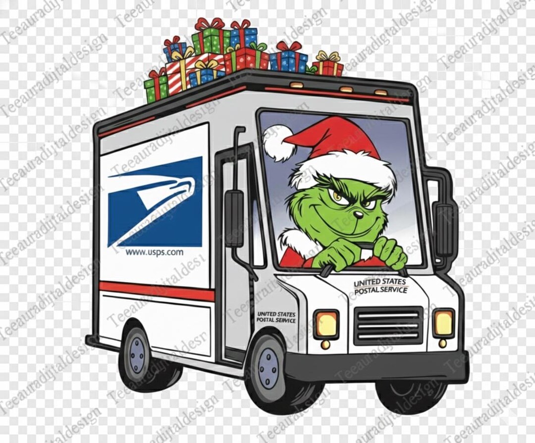 Grinch - PNG File, Grinch Driving USPS Truck Christmas PNG, Funny ...