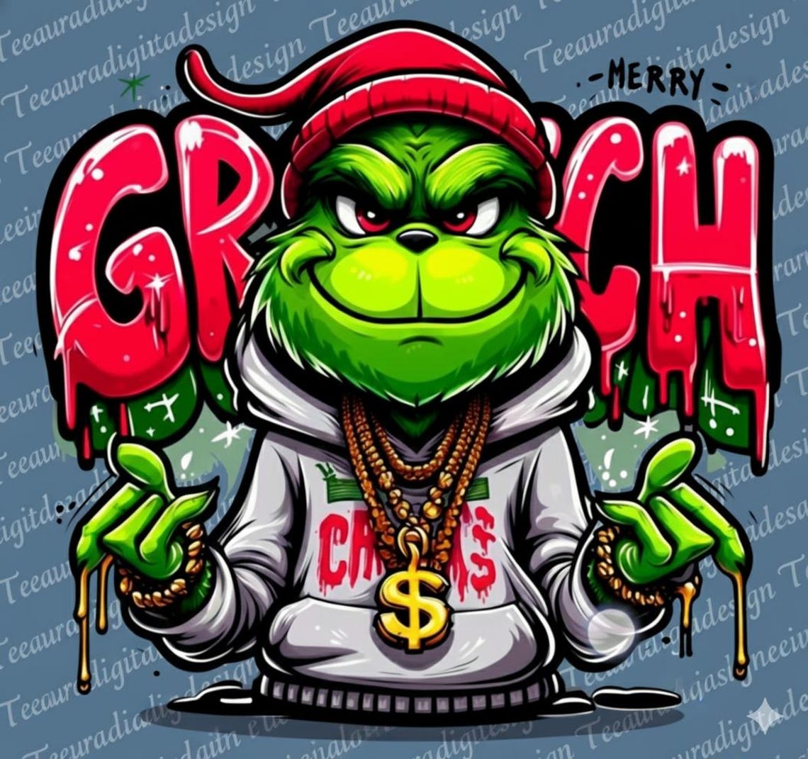 Funny Grinch PNG, Drippy Christmas Sublimation Design, Cool Grinch Hip ...