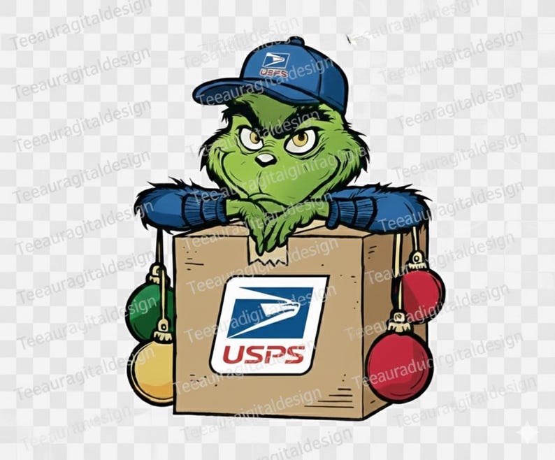 Grinch-png File, Grinch USPS PNG, Funny Christmas Postal Worker ...