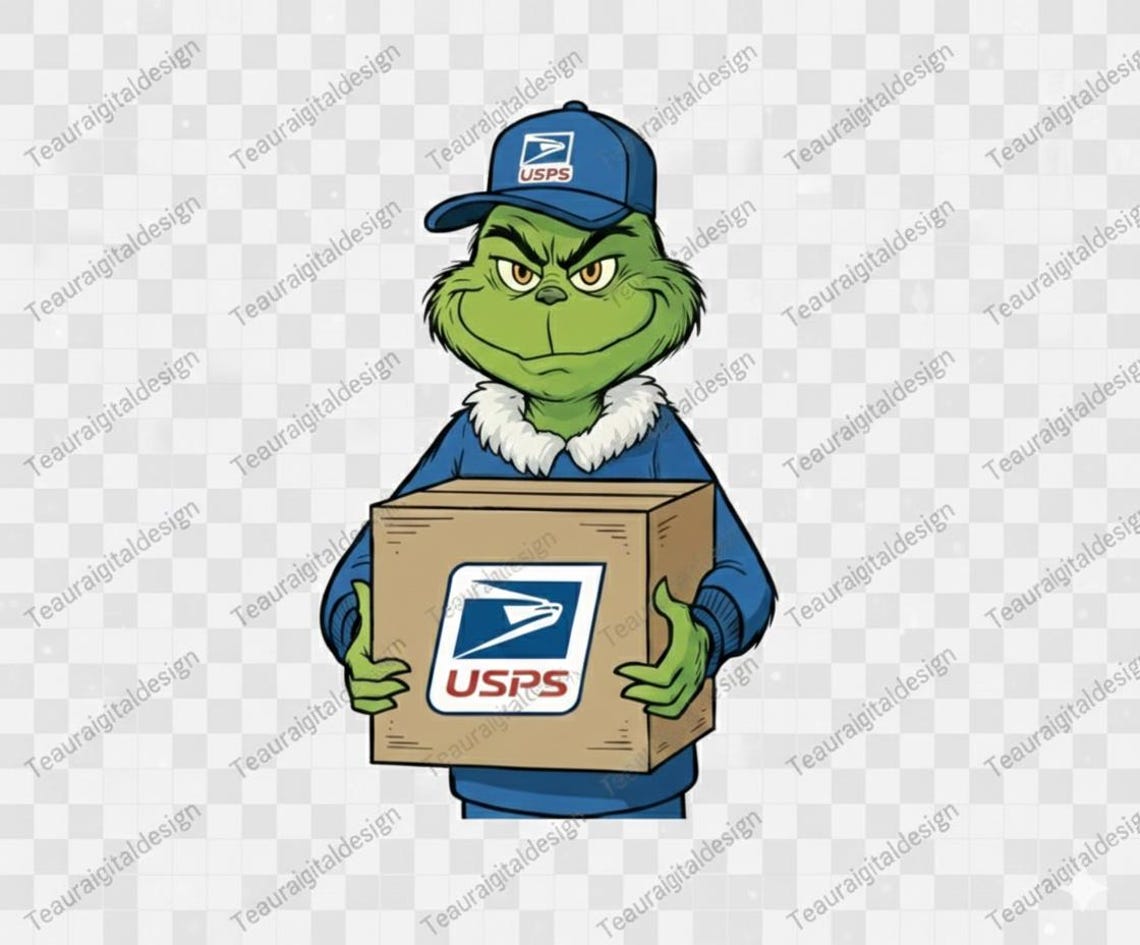 Grinch-png File, Grinch USPS PNG, Funny Christmas Postal Worker ...