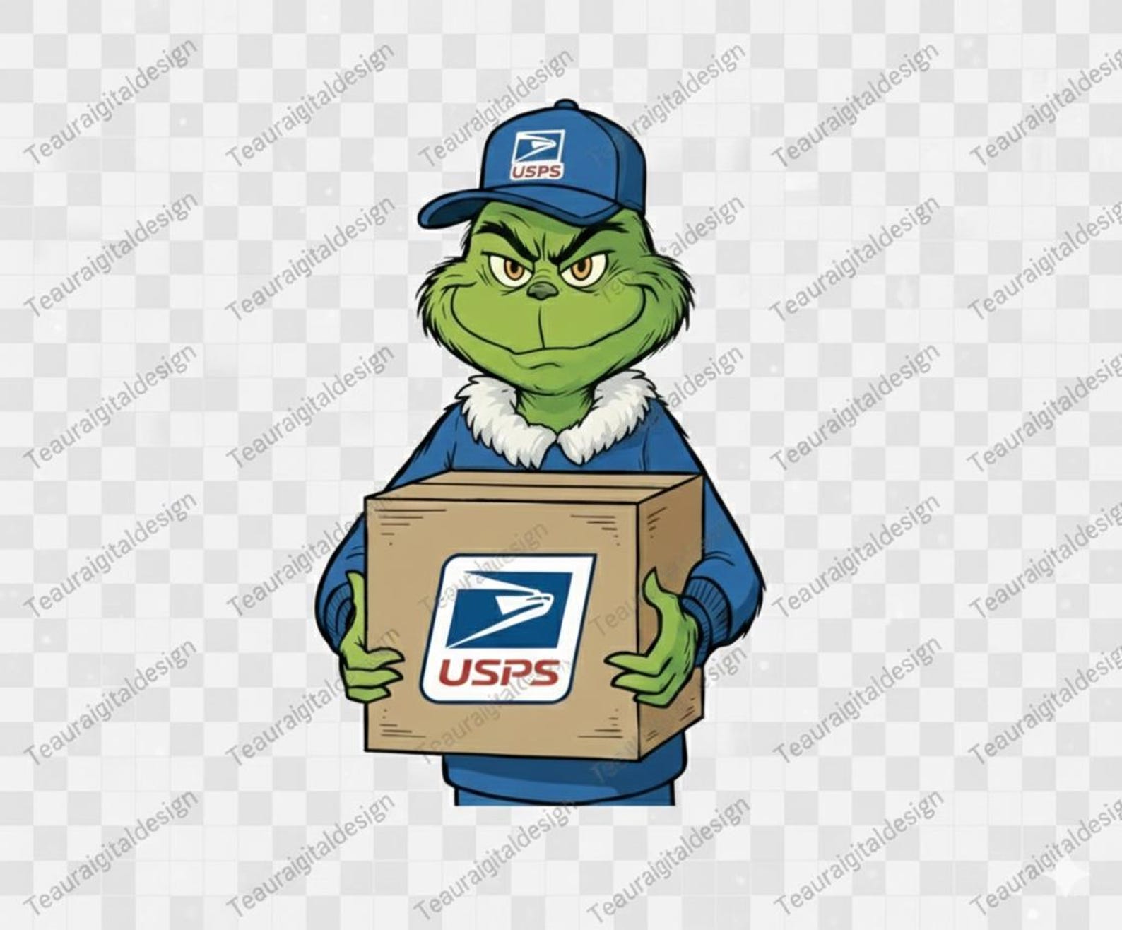 Grinch-png File, Grinch USPS PNG, Funny Christmas Postal Worker ...