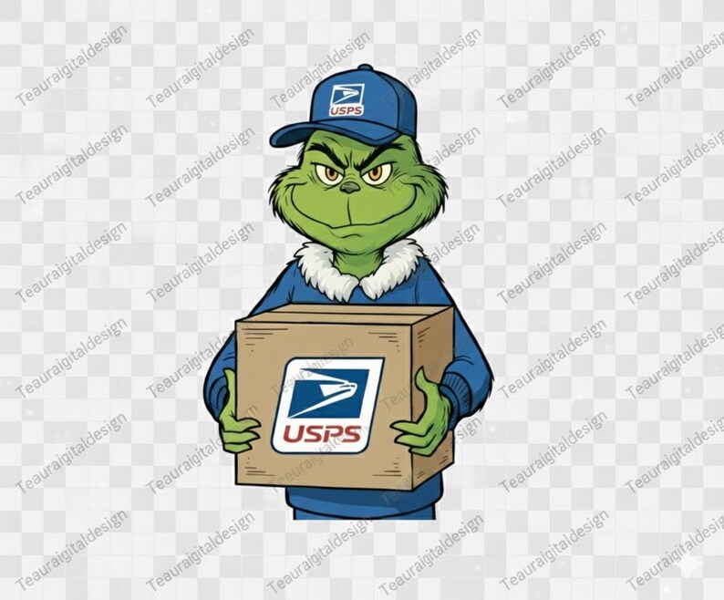 Grinch-png File, Grinch USPS PNG, Funny Christmas Postal Worker ...
