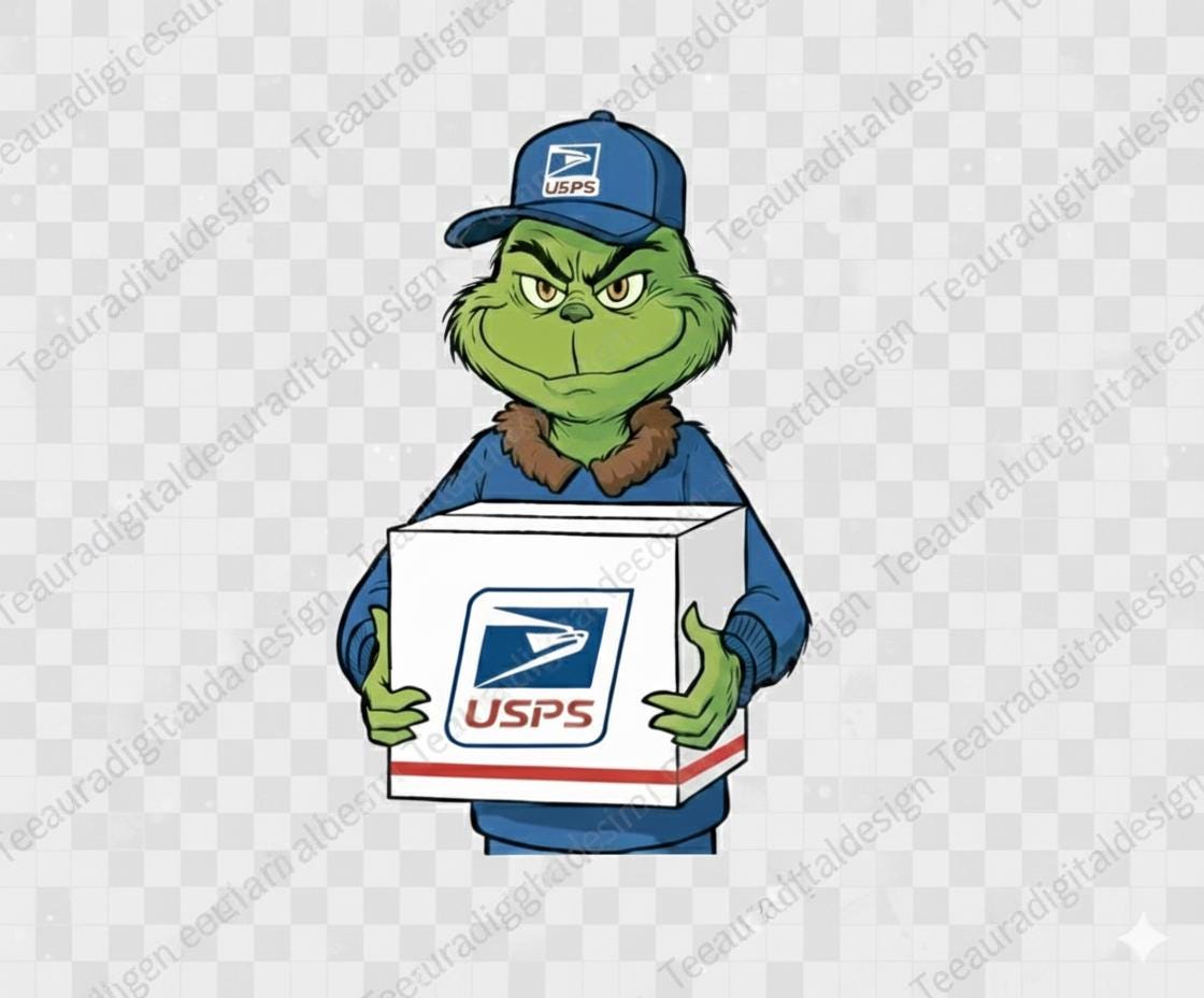 Grinch-png File, Grinch USPS PNG, Funny Christmas Postal Worker ...