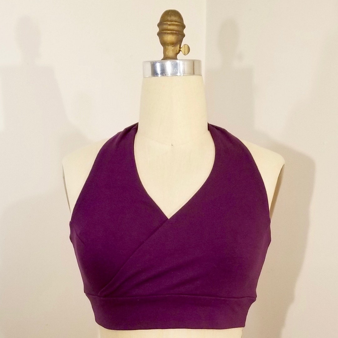 Midriff Halter Top - Plum/purple Cotton Lycra - M, L, XL - Bellydance ...