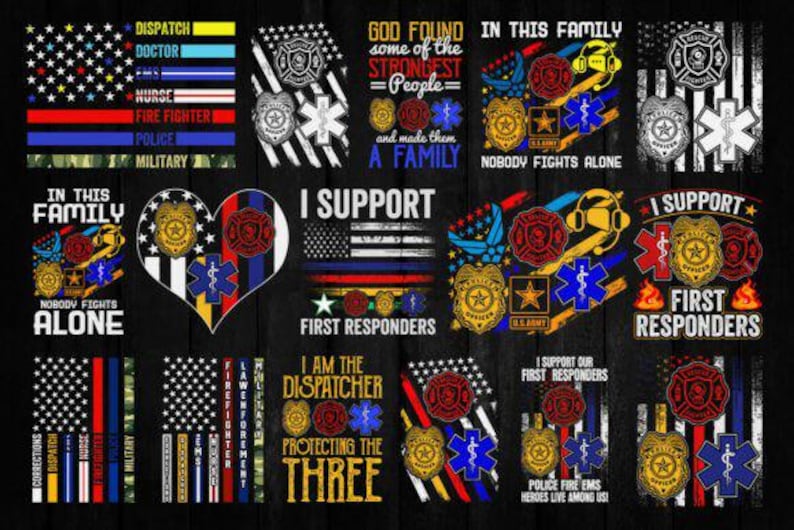 First Responders Hero Flag Nurse EMS Police Fire Military Vector T ...