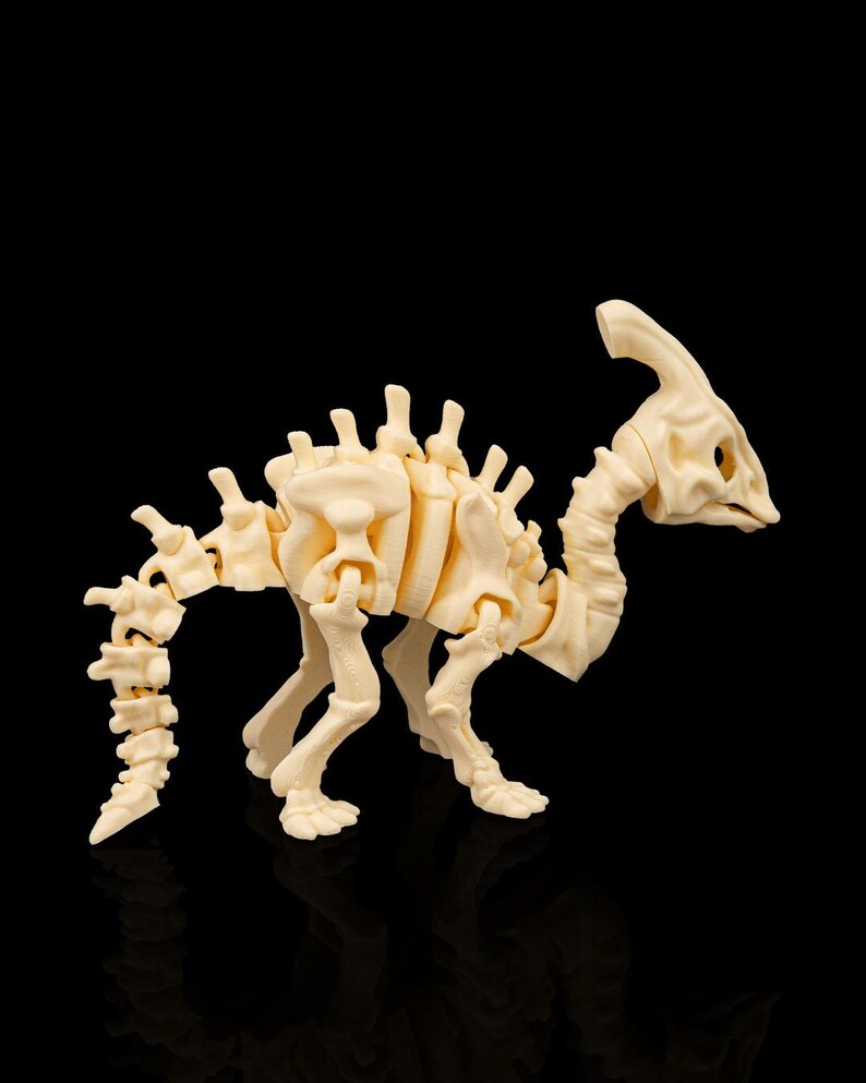3D Printed Skeleton Parasaurolophus – Articulated Fidget Dinosaur Desk ...