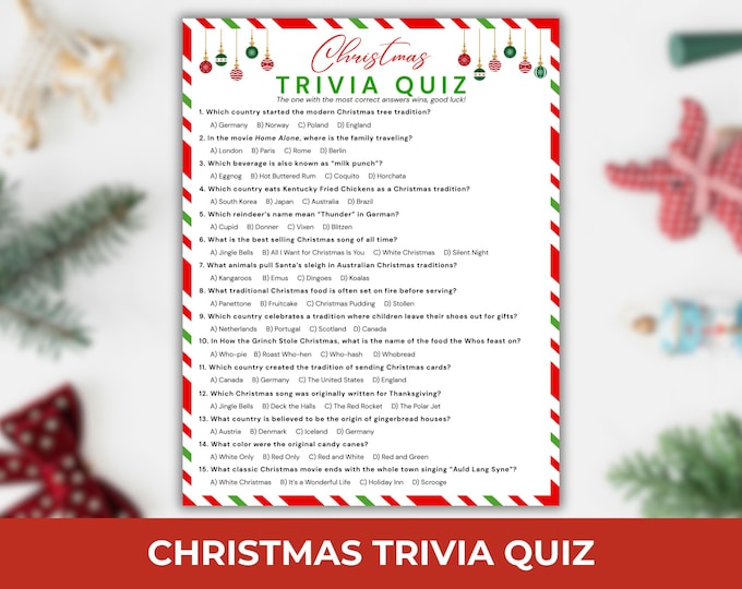Christmas Trivia Game, Printable Xmas Trivia Quiz, Fun Christmas Games ...