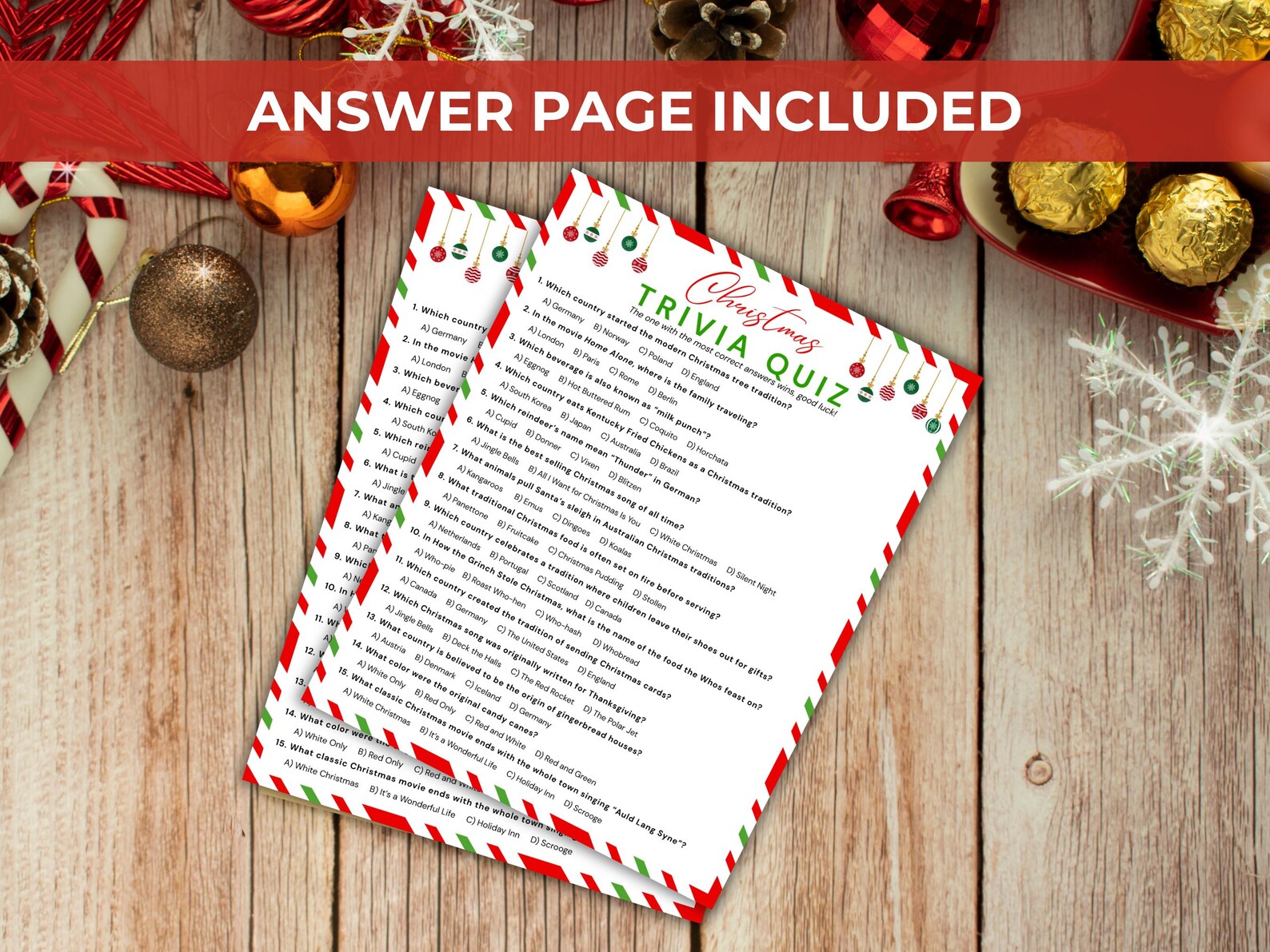 Christmas Trivia Game, Printable Xmas Trivia Quiz, Fun Christmas Games ...