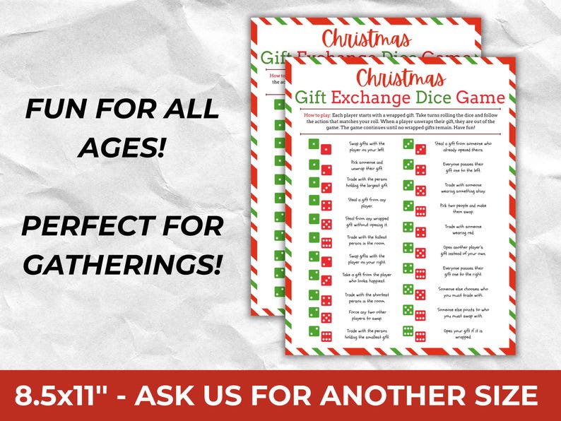 Christmas Gift Exchange Dice Game, Gift Swap Game, Christmas Party Game ...
