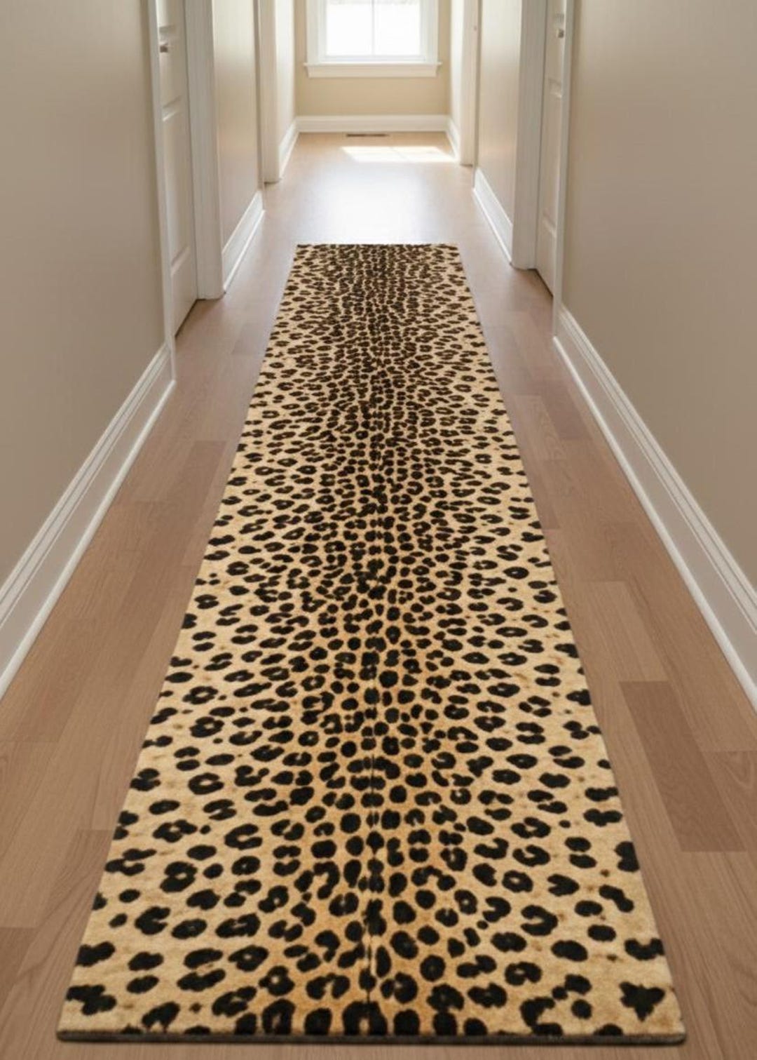 Leopard Print Runner Rug, Beige Black Animal Hallway Carpet - Etsy