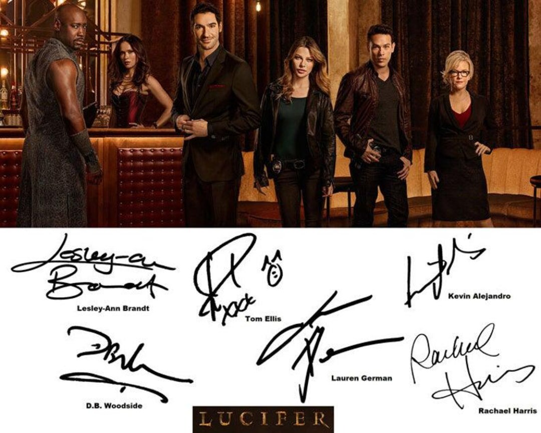 Lucifer Cast Signed Poster, Tom Ellis Autograph Wall Art, TV Show ...