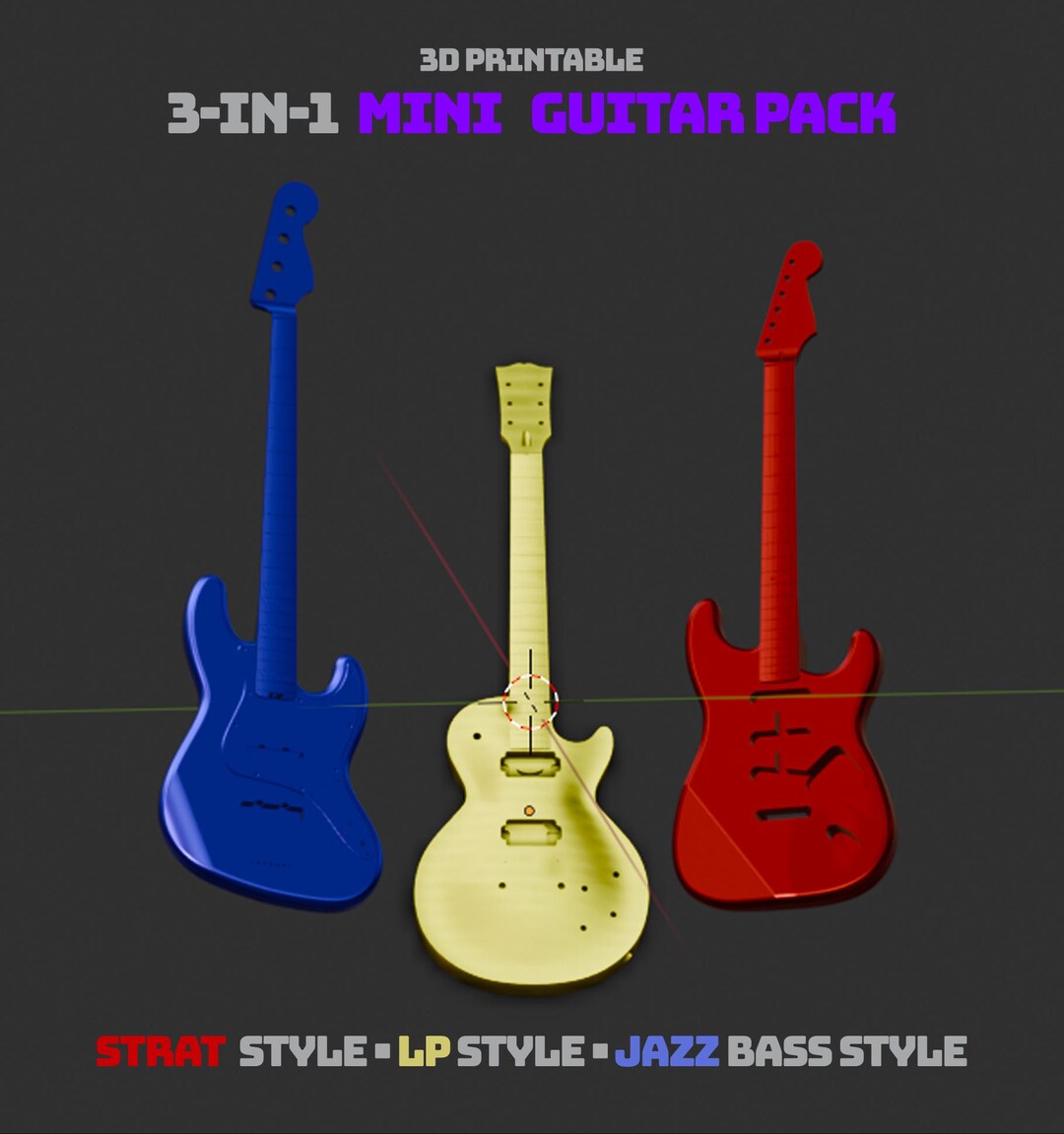 Mini Guitar STL Bundle for 3D Printing | Strat Style, LP Style, Jazz ...