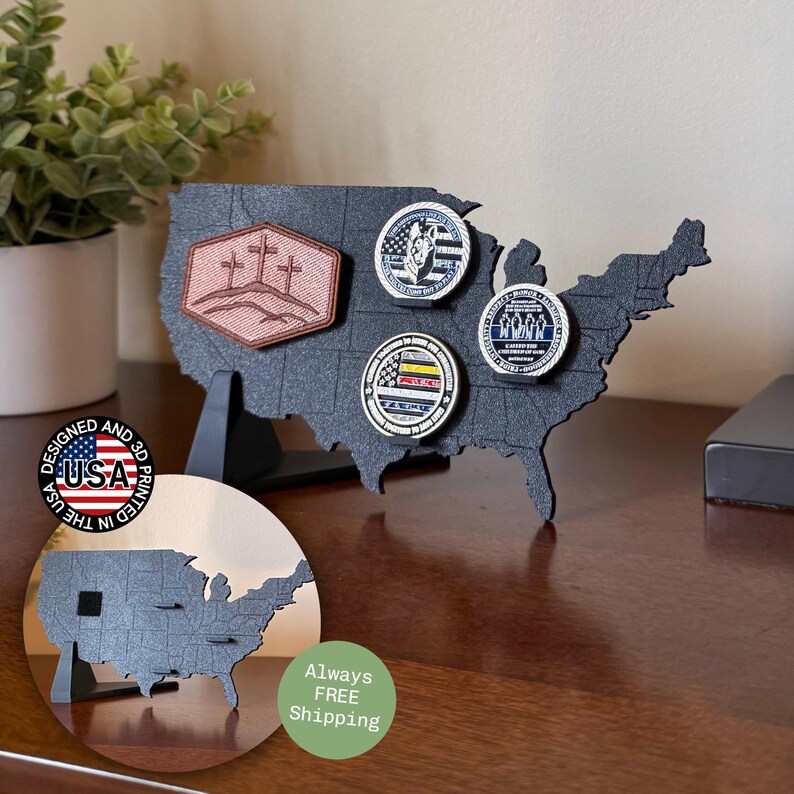 Patch and Challenge Coin Display, for First Responder, Veteran, and ...